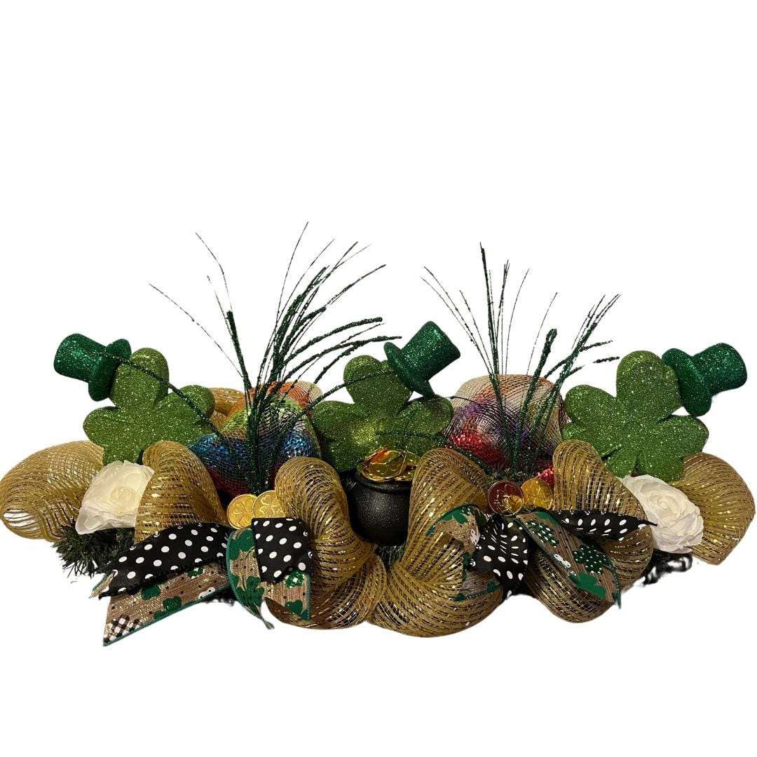 St. Patrick’s Day Centerpiece, Pot of Gold Table Decor, Shamrock ...