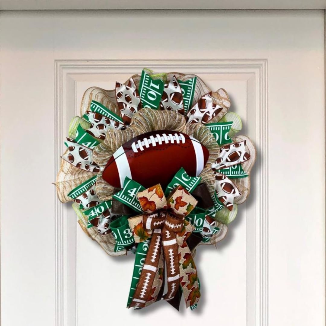 Football Wreath for Front Door, Fall Football Decor, Game Day Wreath ...