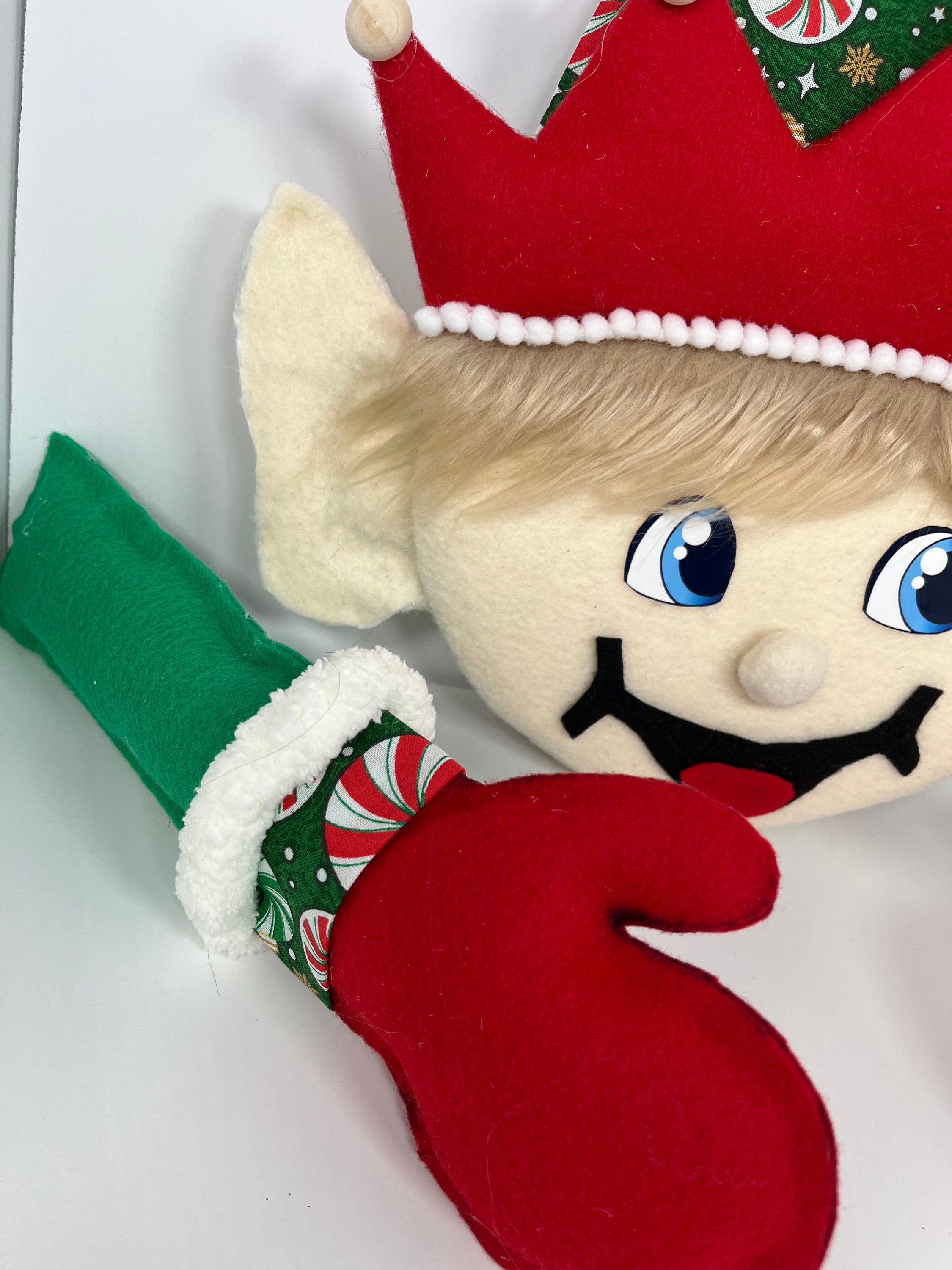 Elf Wreath Attachment, Christmas Elf Door Decor, Red and Green ...