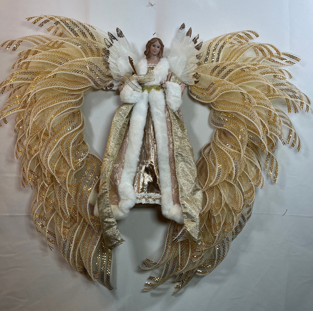 Elegant Guardian Angel Mesh Wing Wreath, Angel Remembrance Gift ...