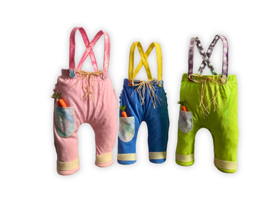 Handcrafted Easter Bunny Overalls Decoration With Plush Carrot and ...