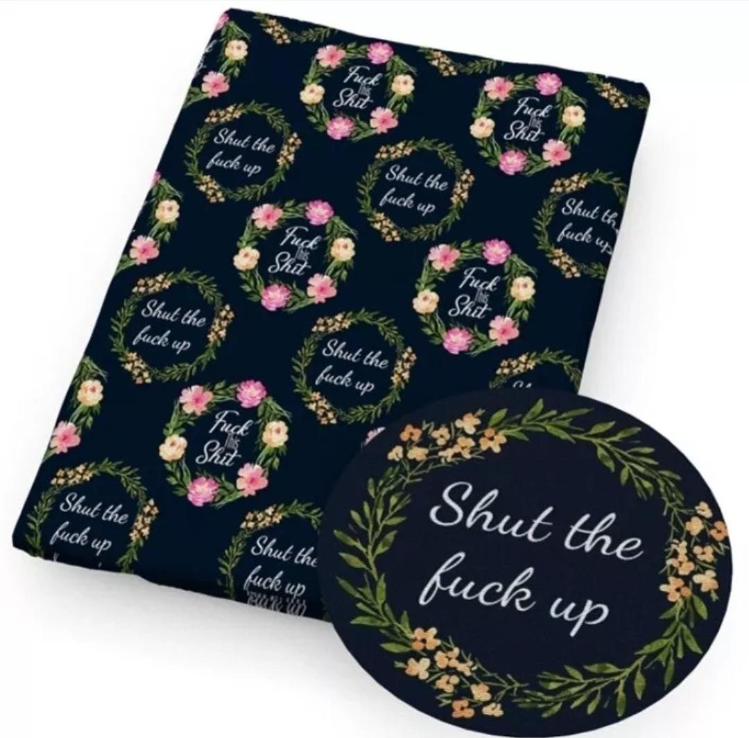 FABRIC Adult Bad Language Swear Words 20"x55" Vegan 95/5% Polyester ...