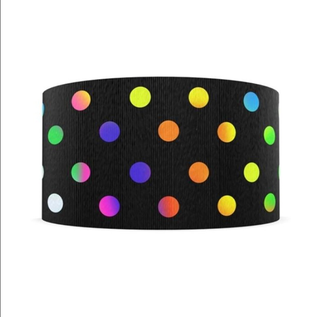 1" (1 Yard) Neon Rainbow Polka Dot Dots Grosgrain Ribbon Crafting ...