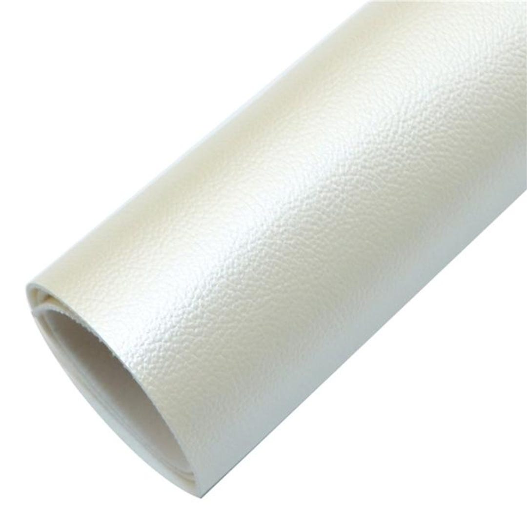 ROLL Creamy White Small Shiny Litchi Pattern Roll Faux Leather Vegan ...