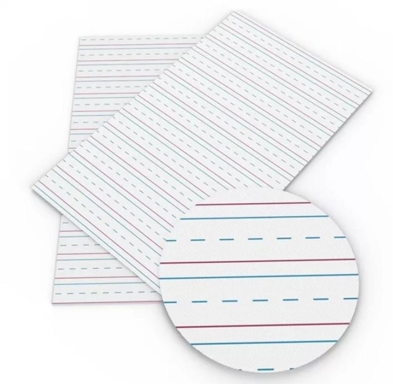 Back to School Lined Paper Class FAUX Leather Craft Sheet 8 X 12 Vegan ...