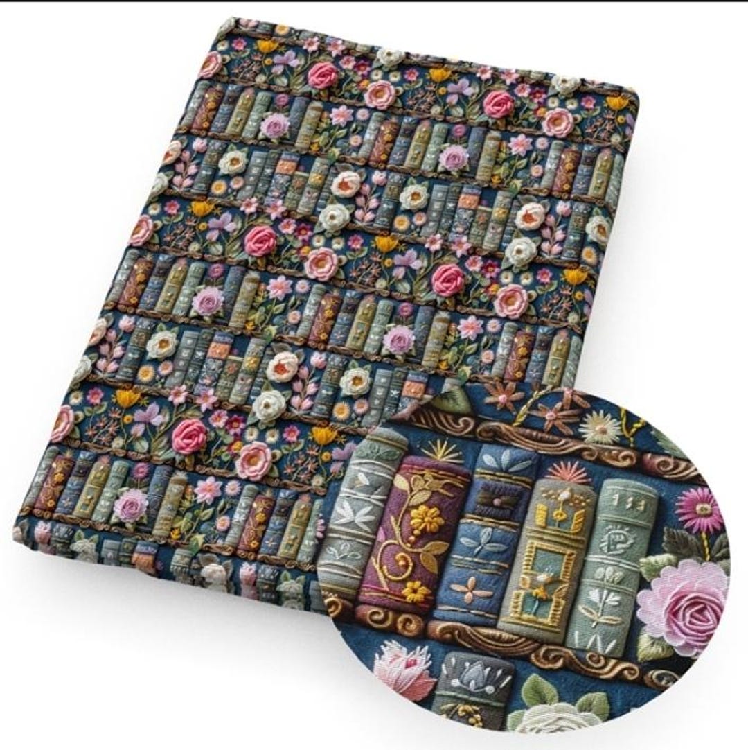 FABRIC Polycotton 3d Look Book Library Read Reading Mystical 18"x55 ...