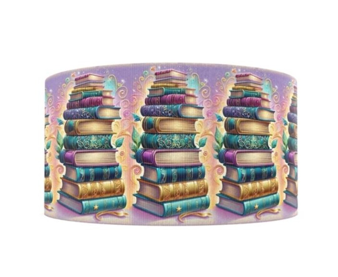 1.5" (1 Yard) 3D Look Book Books Library Read Reading Flower Floral ...
