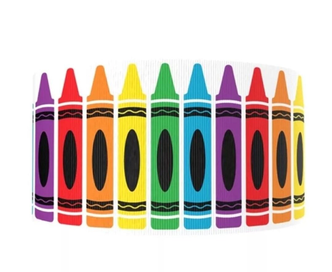 3" (1 Yard) Back to School Crayon Crayons Rainbow Printed Grosgrain ...