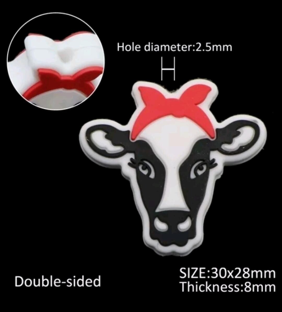 5 Pack Focal Bead Cow Red Bow Black White Farm Ranch Country, Food ...