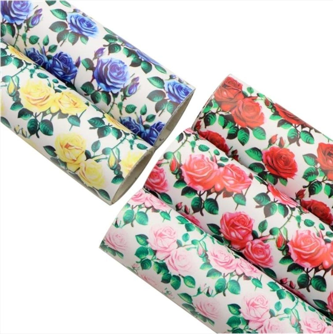 5 Piece Faux Leather Sheet Rose Roses Flower Floral Craft Faux Leather ...