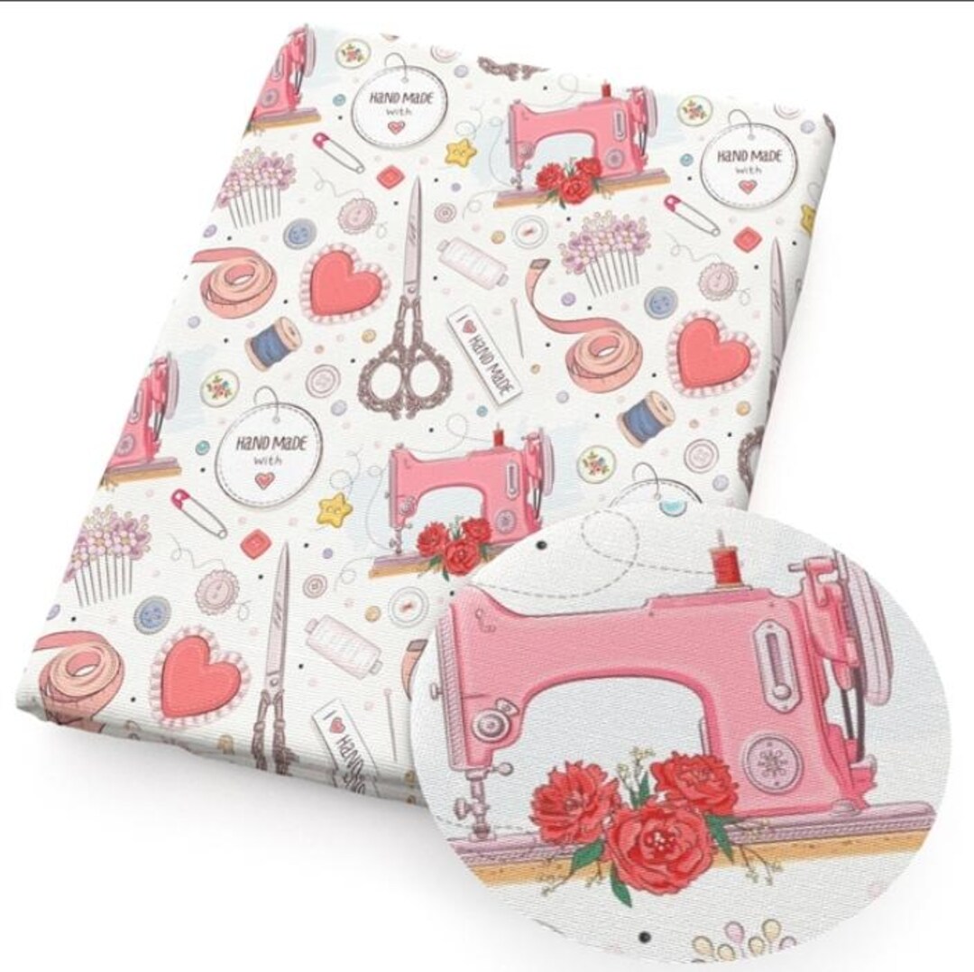 FABRIC 100% Cotton Sewing Machine Craft Room 20