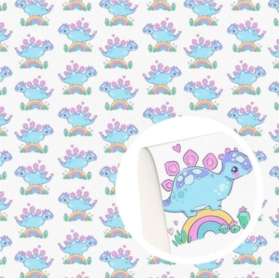 Dinosaur Dino Dinosaurs Stegosaurus Rainbow Girl FAUX Leather Craft ...