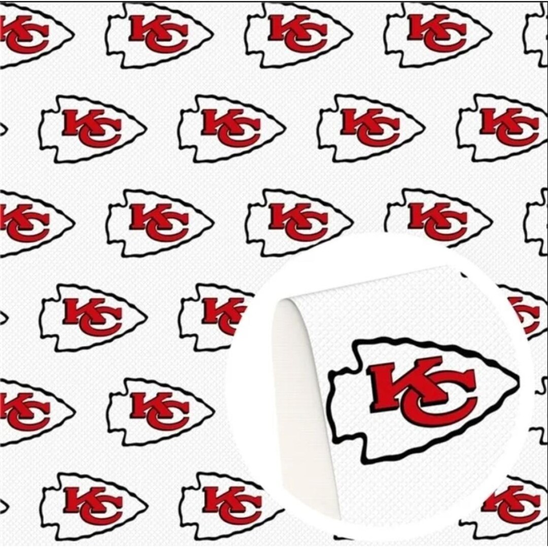 Chiefs Football Printed Kansas City Team FAUX Leather Craft Sheet 8" X ...