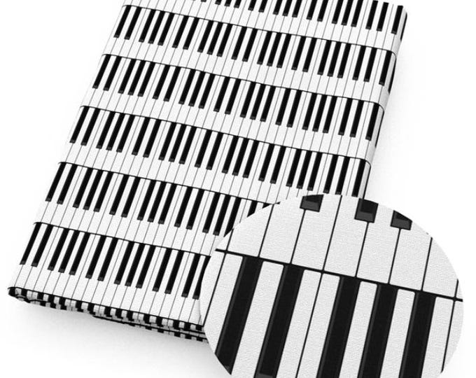 FABRIC Polycotton Music Class Piano Keys 18"x55" Vegan 95/5% Polyester ...