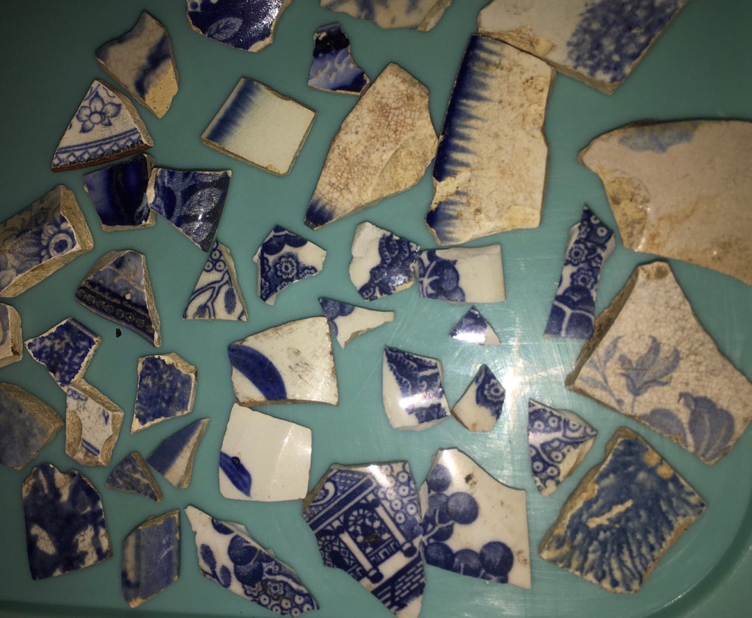 VINTAGE BROKEN CHINA Pieces/blue and White/ - Etsy