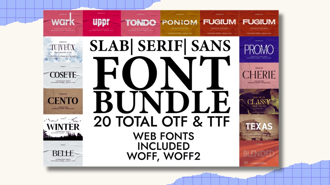 Slab Serif, Serif, Sans Serif Font Bundle Canvas SVG Instant Digital ...