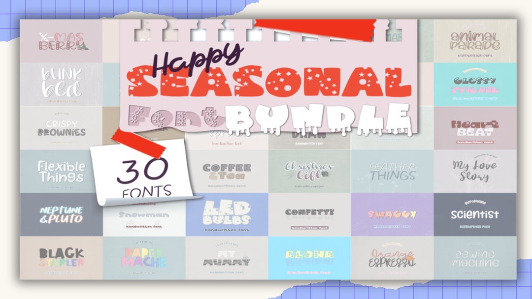 Happy Seasonal Font Bundle Canvas SVG Instant Digital Download ...