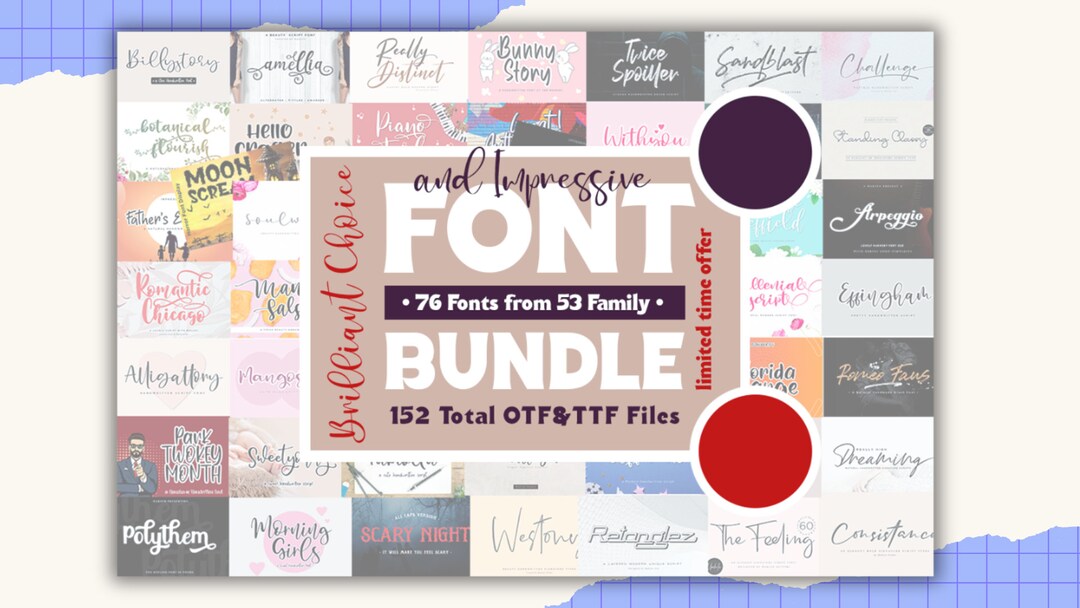 Impressive Font Bundle Canvas SVG Instant Digital Download procreate ...