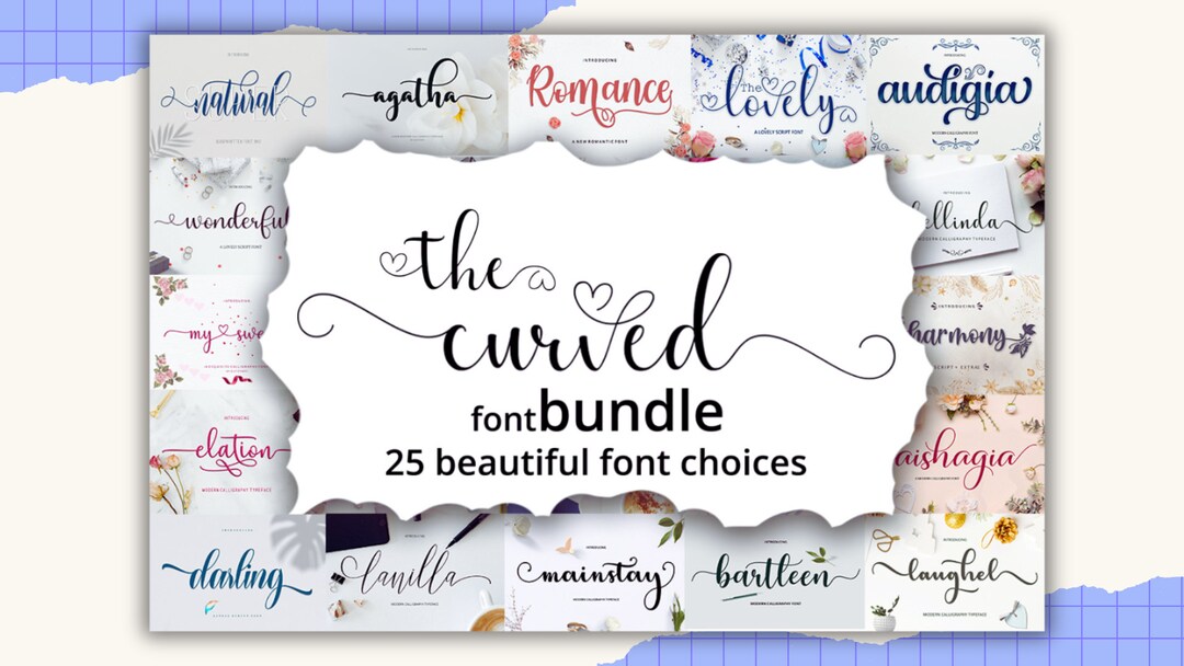 The Curved Font Bundle Canvas SVG Instant Digital Download procreate ...