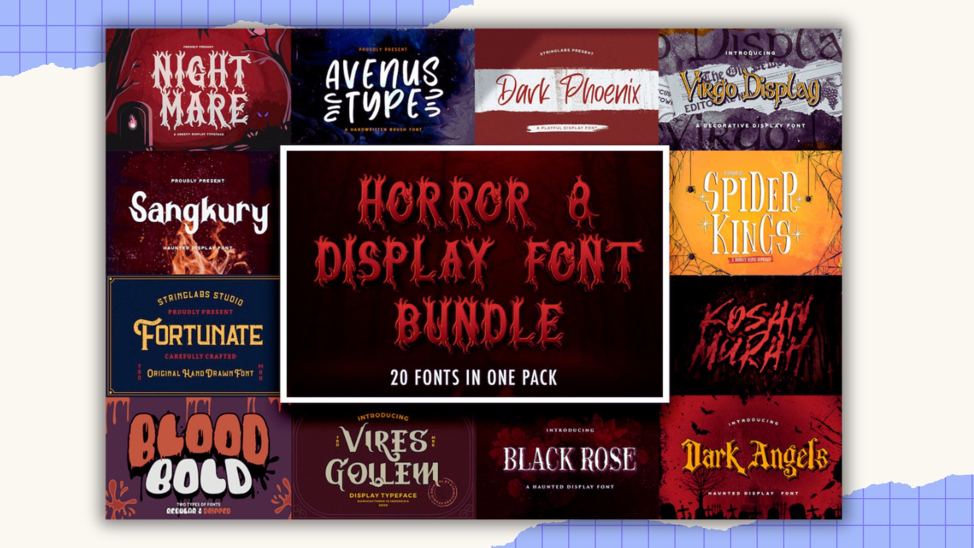 Horror & Display Font Bundle Canvas SVG Instant Digital Download ...
