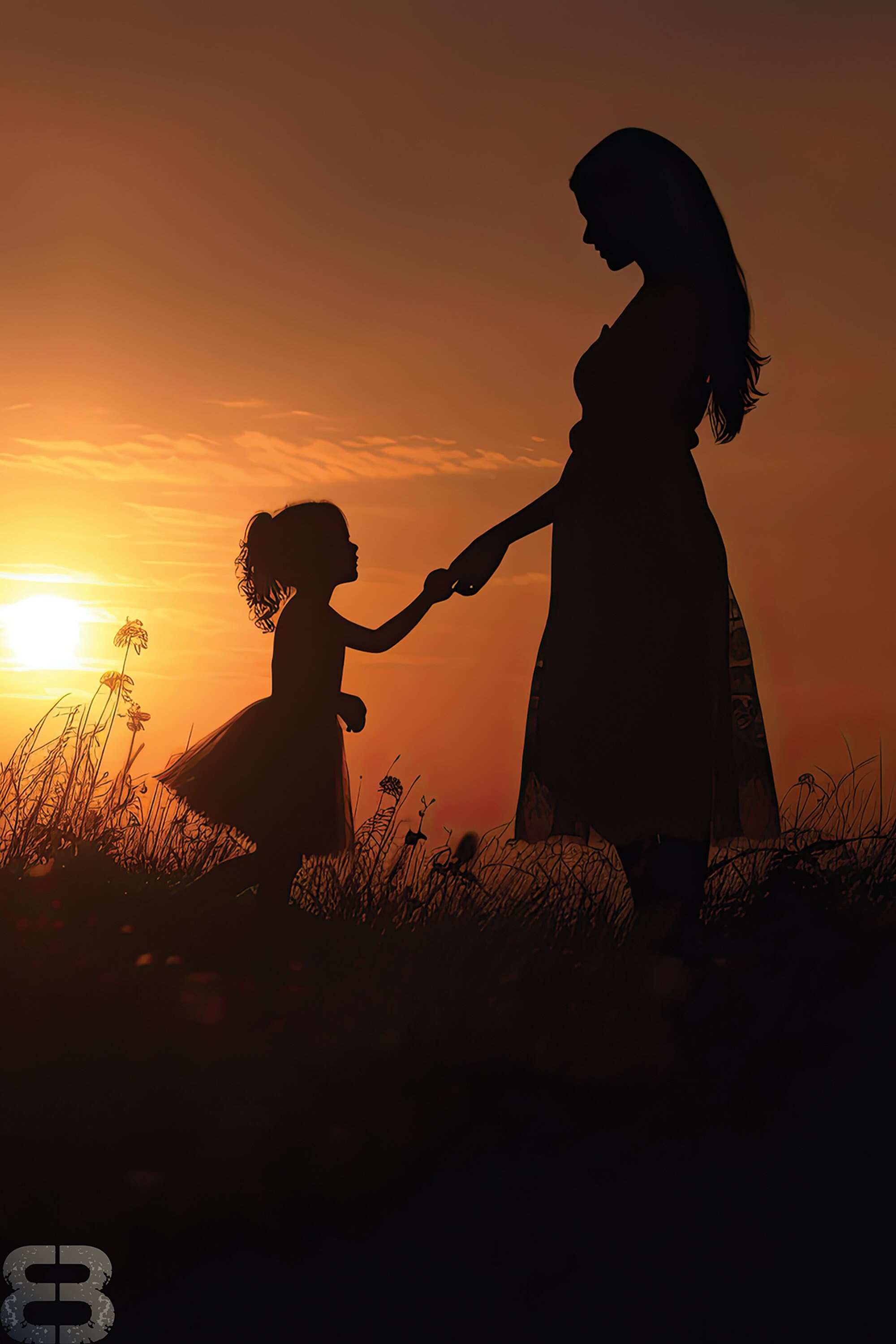 Mother And Daughter Silhouette Wall Art Poster Digital Download Etsy