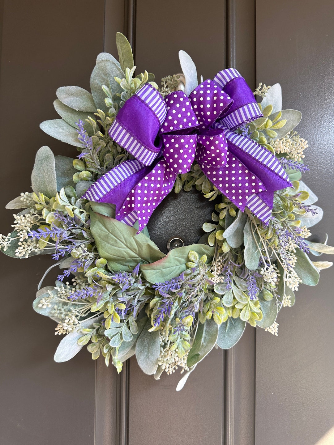 Mini Lavender and Lambs Ear Wreath, Mini Spring Wreath, Summer Wreath ...