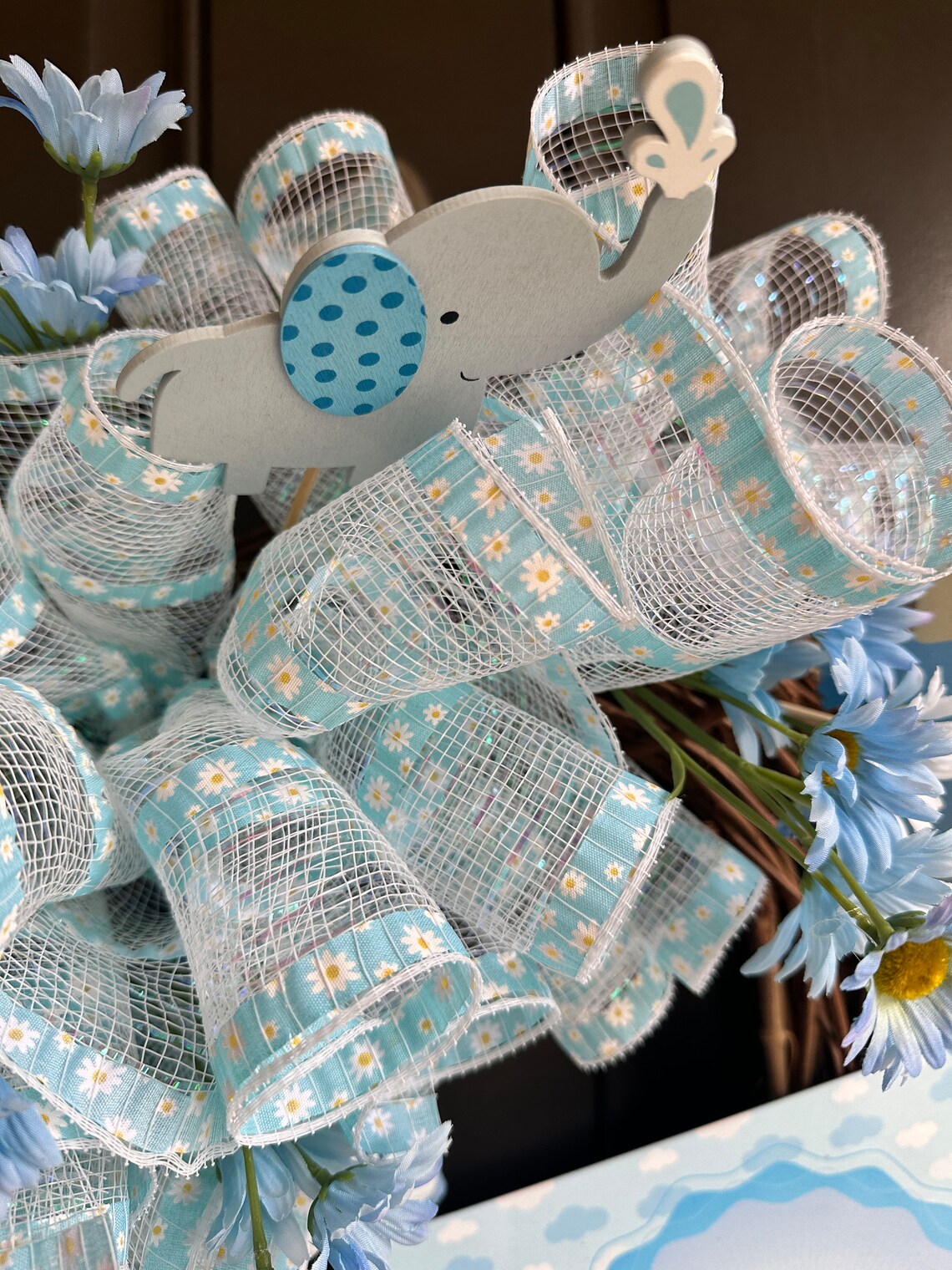 Baby Boy Grapevine Wreath: Dinosaur & Elephant, Baby Shower Decor - Etsy