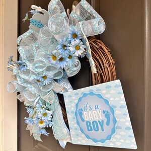 Baby Shower Wreath, Baby Boy Wreath, Baby Grapevine Wreath, Baby Shower ...