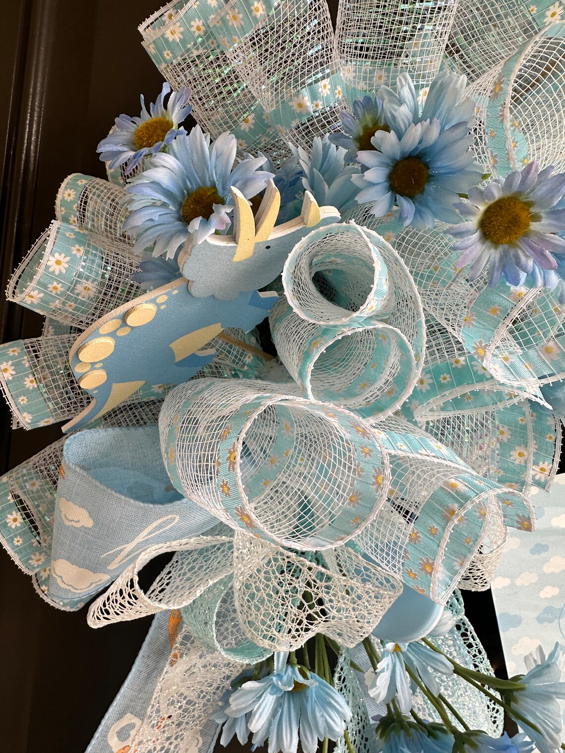 Baby Boy Grapevine Wreath: Dinosaur & Elephant, Baby Shower Decor - Etsy