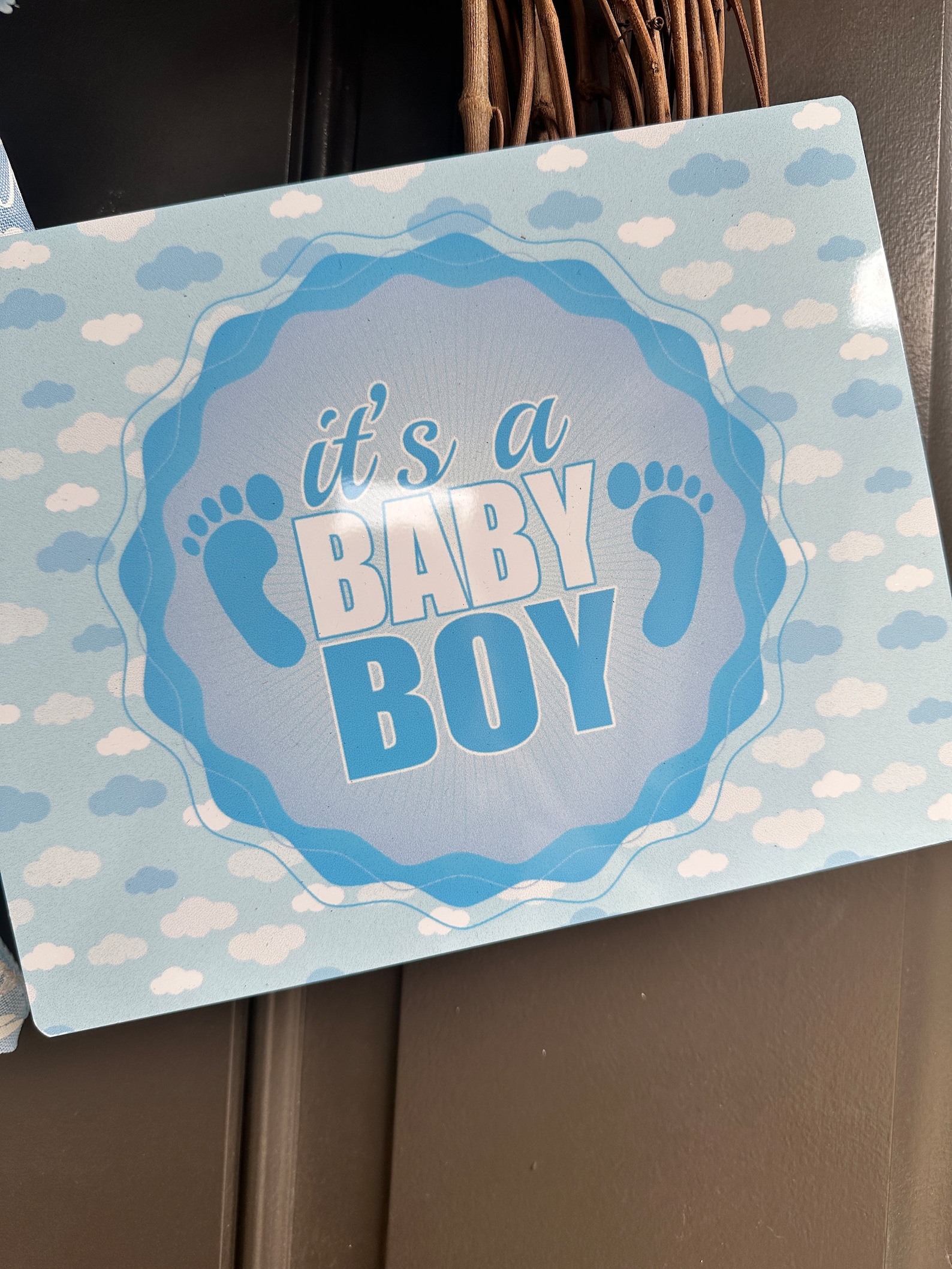Baby Boy Grapevine Wreath: Dinosaur & Elephant, Baby Shower Decor - Etsy