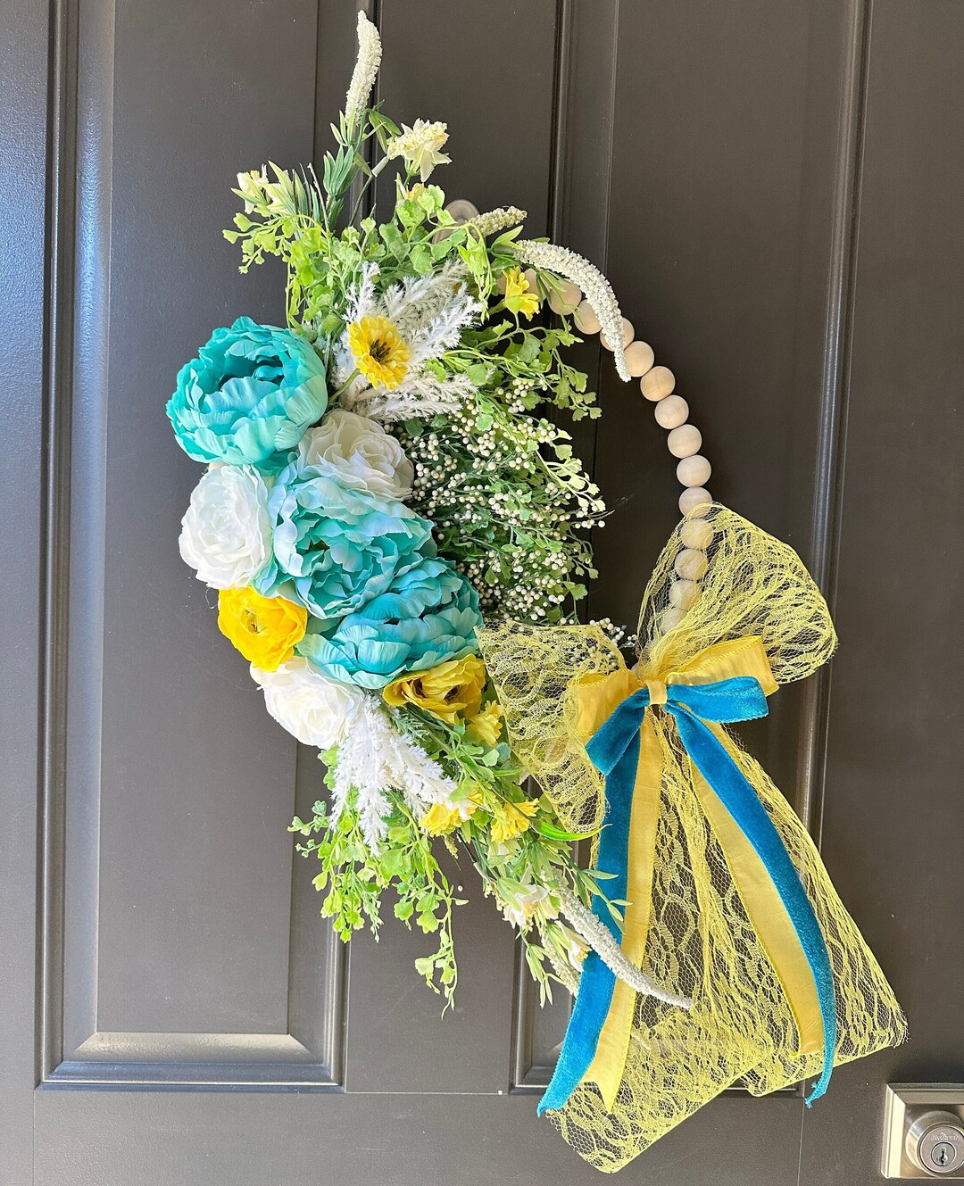 Spring Beaded Wreath for Front Door, Summer Wreath, Mother's Day Wreath ...
