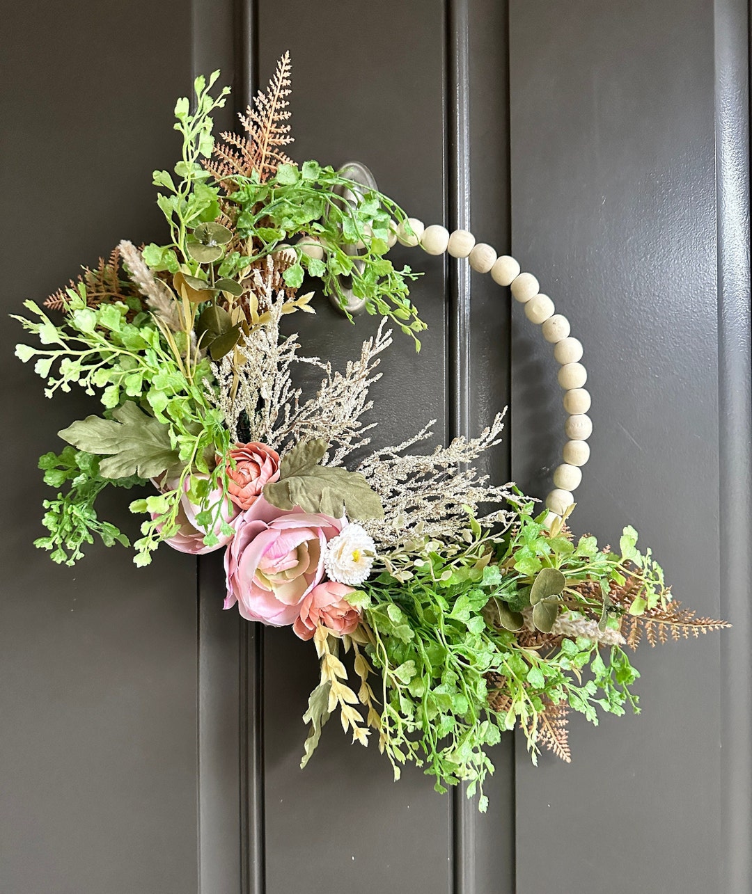 Small Spring Beaded Wreath for Front Door, Summer Wreath, All Year Long ...