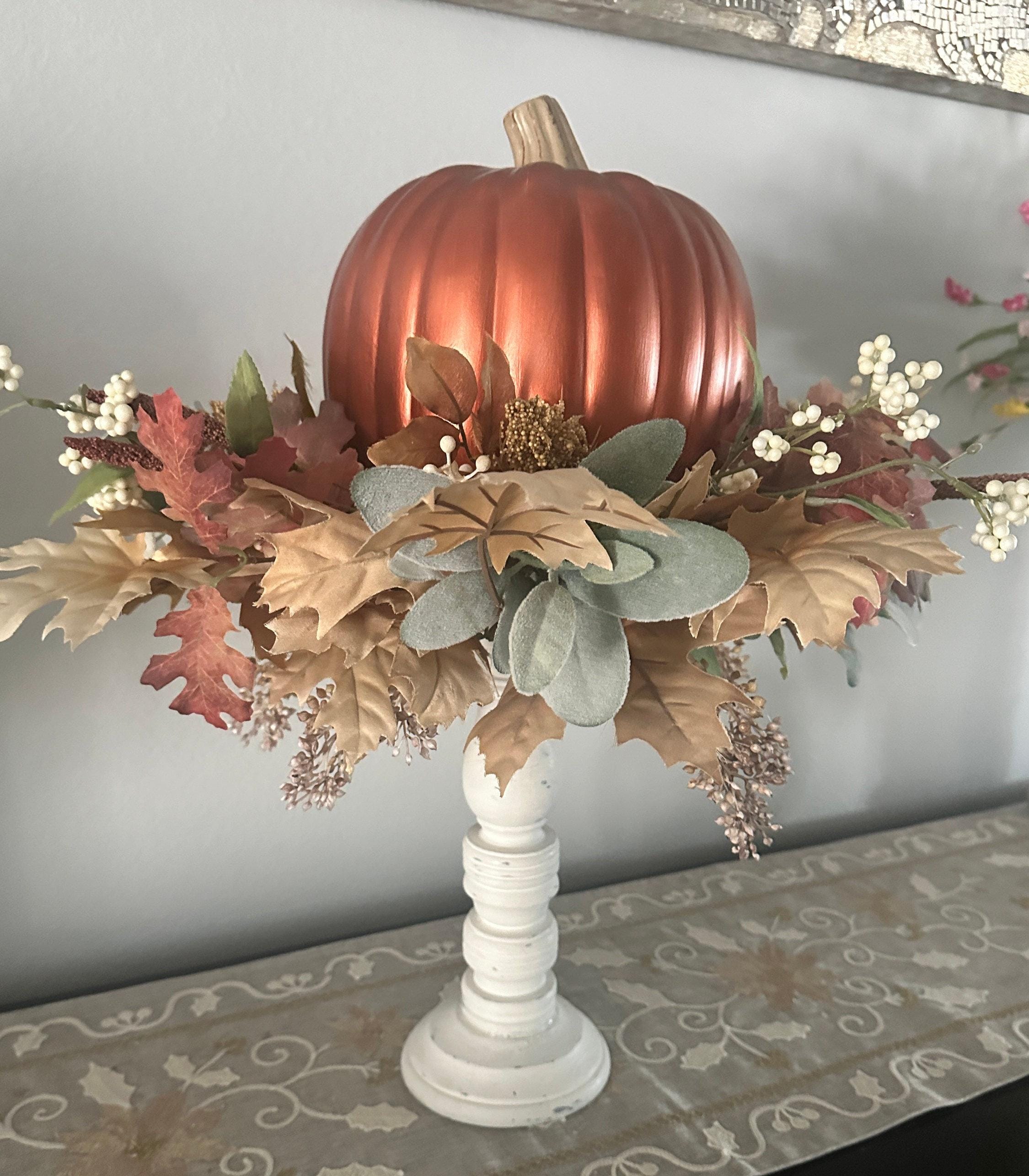 Pumpkin Candlestick Arrangement, Halloween Pumpkin Candlestick, Home ...