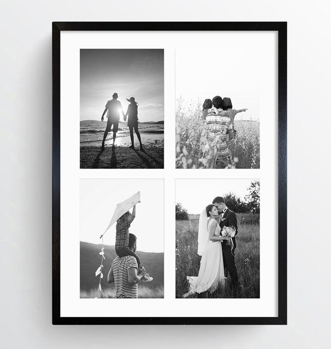 Multi Photo Frame 19x15": Black/white Collage 8x6" Picture Frame - Etsy UK