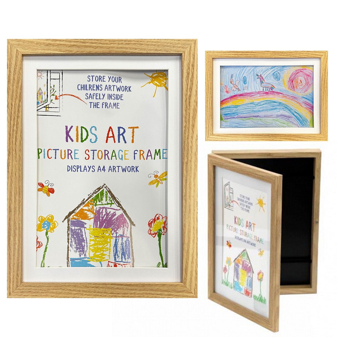Oak Effect A4 Art Frame: Children's Artwork Storage, Wall Hanging - Etsy