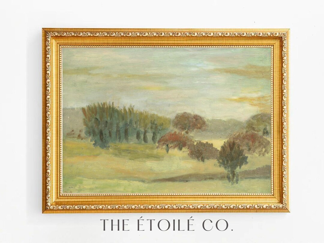 Muted Landscape Print - Tranquil Nature Scene Painting for Modern and ...