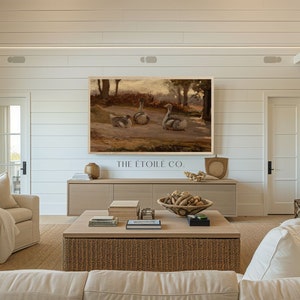 Geese Landscape Print, Vintage French Country Decor, Autumn Landscape ...