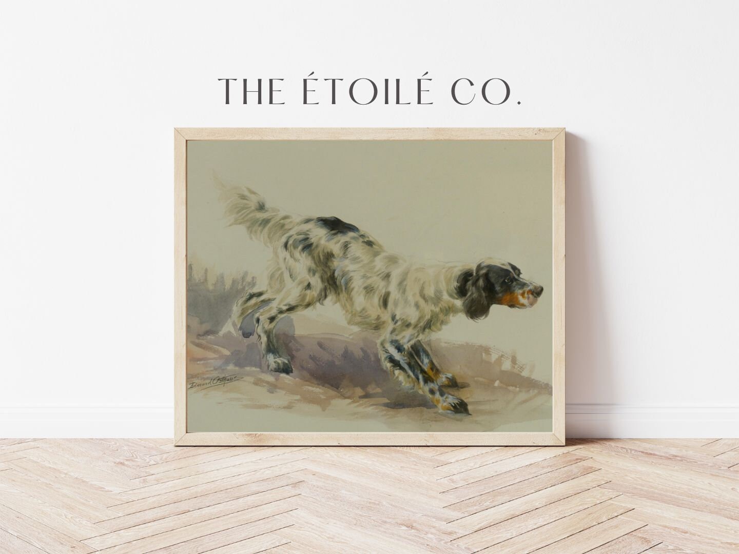 Fine Art Print, Antique Painting of Dog Running on Beach, Classic ...