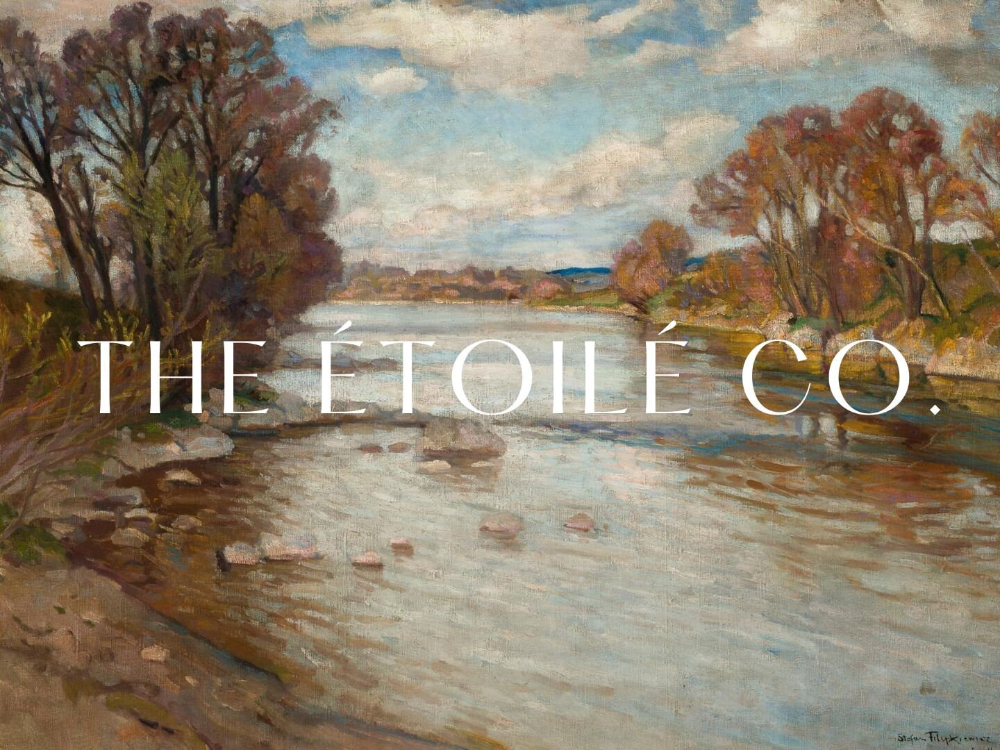 Antique River Landscape Art Print, Classic Nature Scenery, Rustic Wall ...