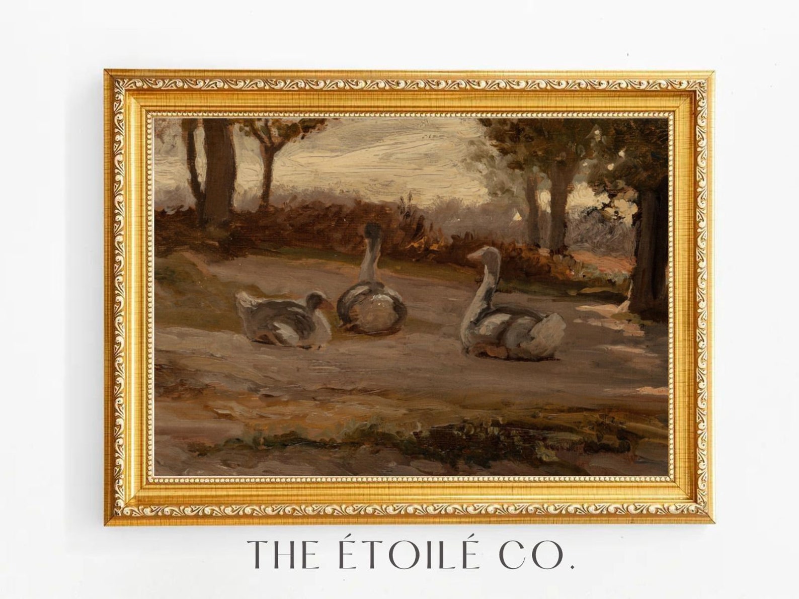 Geese Landscape Print, Vintage French Country Decor, Autumn Landscape ...