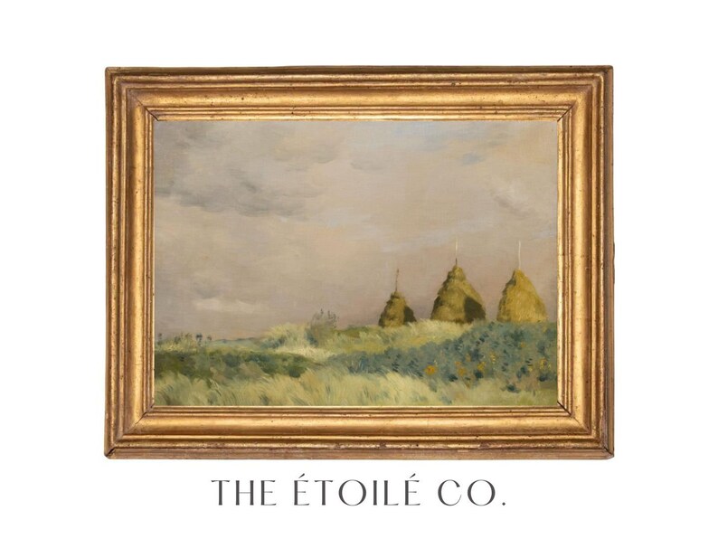 Rustic Farmhouse Wall Art, Antique Haystack Painting Print, Countryside ...