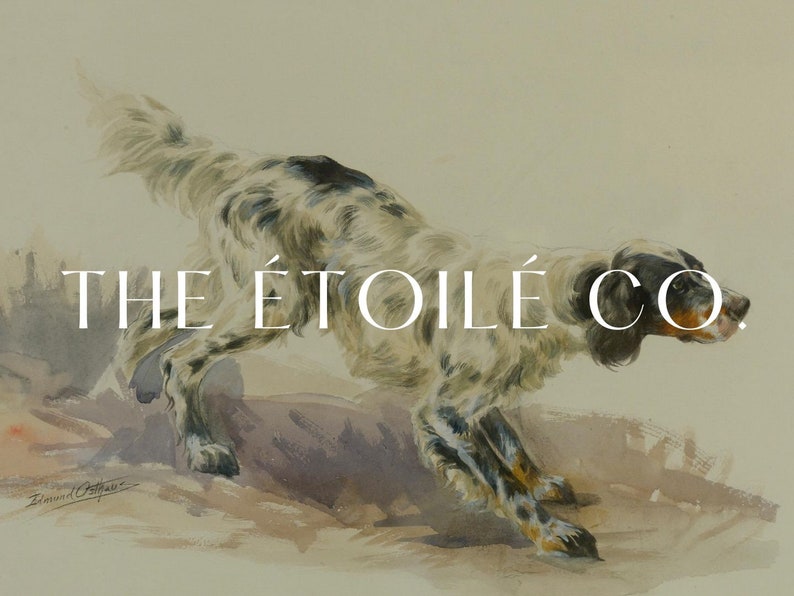 Fine Art Print, Antique Painting of Dog Running on Beach, Classic ...