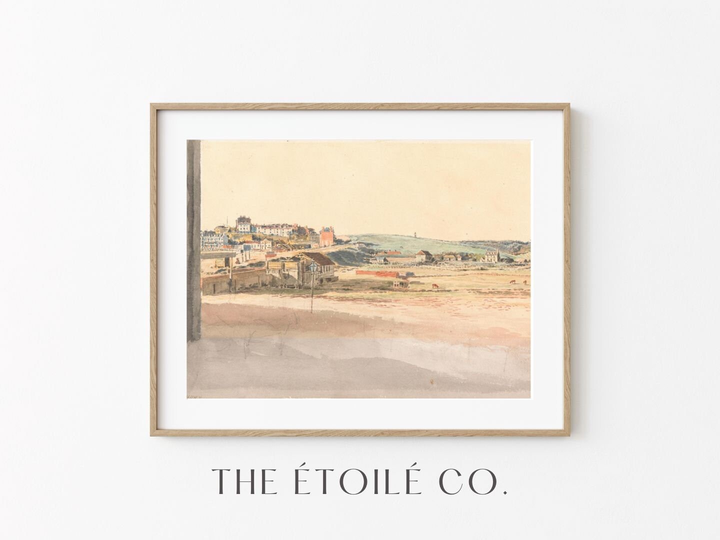 Antique Townscape Art Print, Classic Oil Painting, Rustic Wall Decor ...