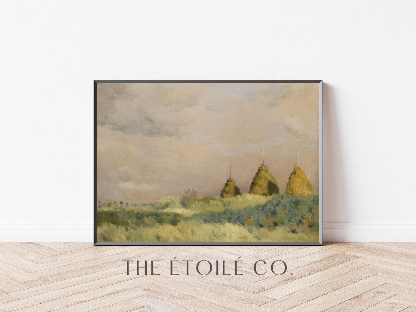 Rustic Farmhouse Wall Art, Antique Haystack Painting Print, Countryside ...