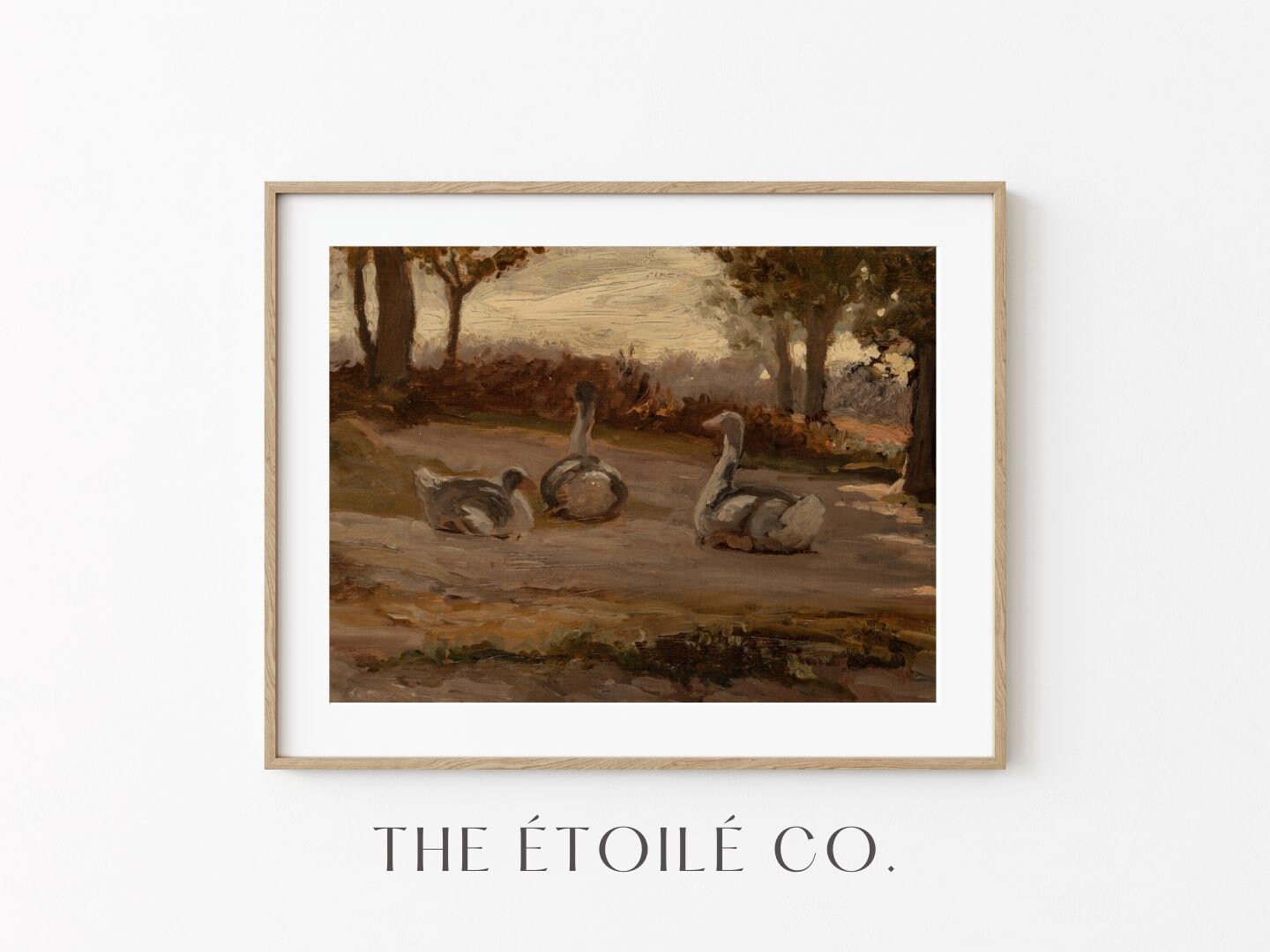 Geese Landscape Print, Vintage French Country Decor, Autumn Landscape ...