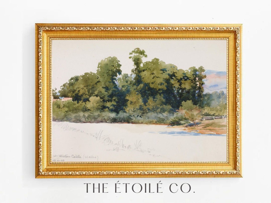 Antique Landscape Art Print, Handcrafted Wall Decor, Vintage Painting ...