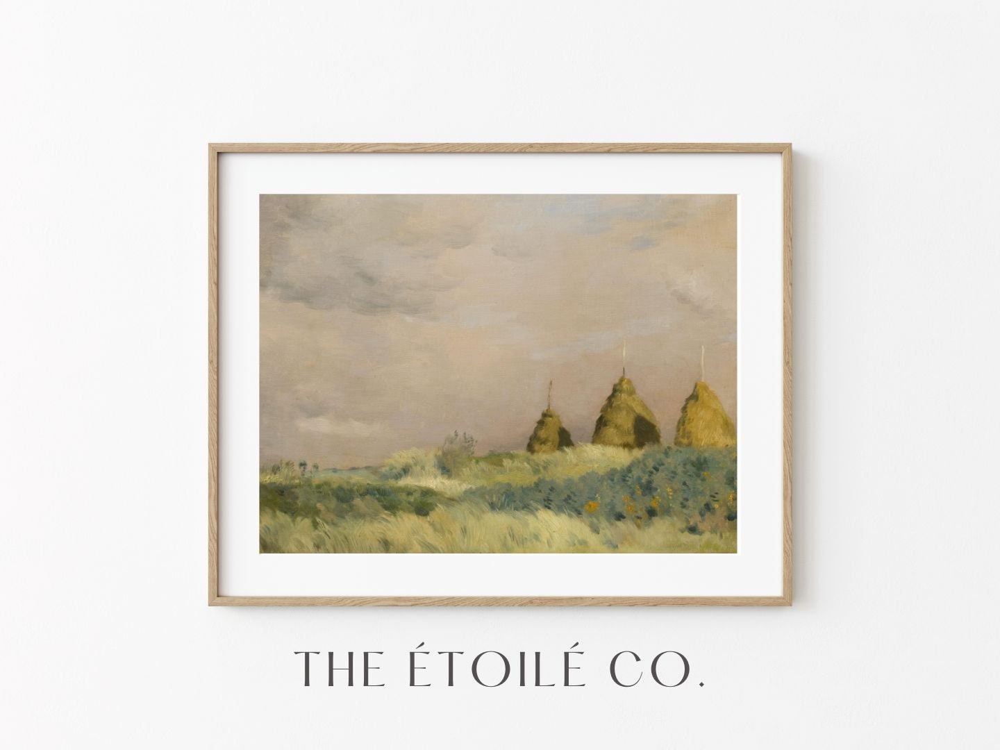 Rustic Farmhouse Wall Art, Antique Haystack Painting Print, Countryside ...