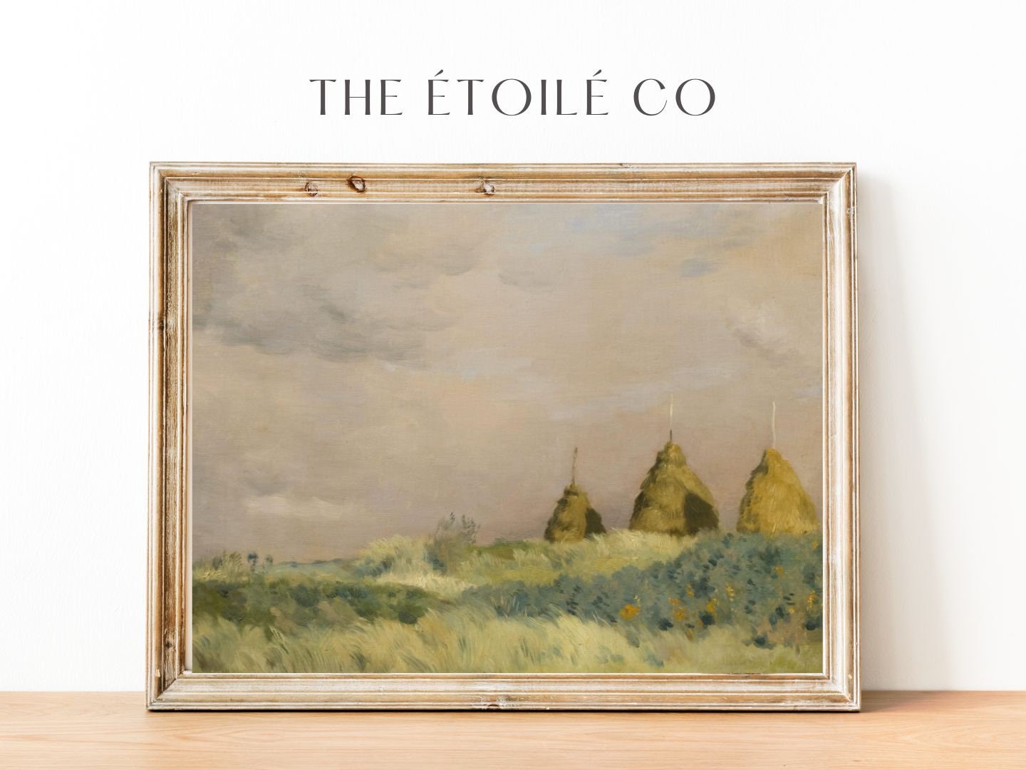 Rustic Farmhouse Wall Art, Antique Haystack Painting Print, Countryside ...