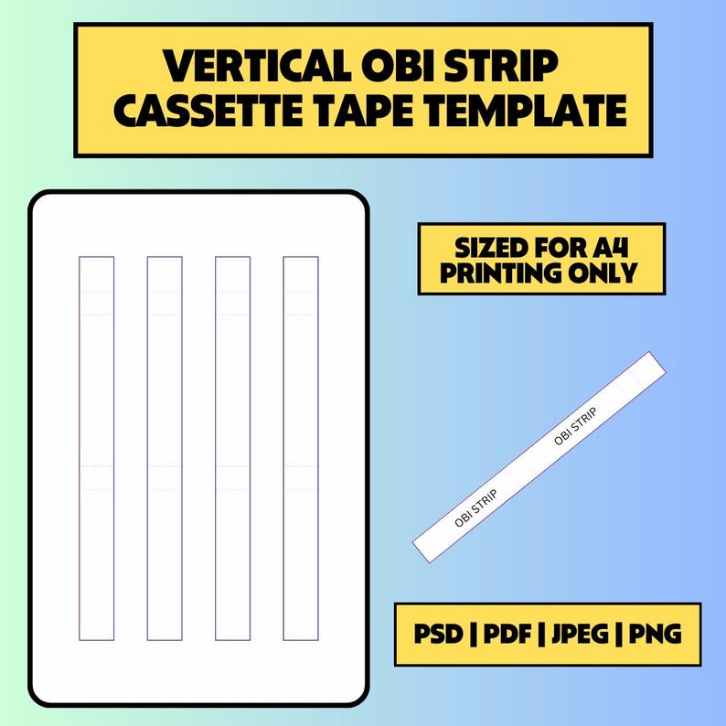 Cassette Tape OBI Strip Template for DIY Design and Printing | Mixtape ...