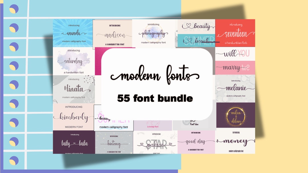 Modern Font Bundle Instant Digital Download procreate Prints Vintage ...